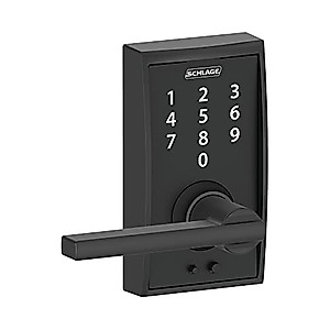 Schlage FE695 CEN 622 LAT Touch Century Lock with Latitude Lever, Electronic Keyless Entry Lock, Matte Black