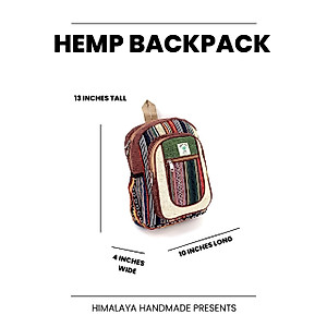 Unique design Himalaya Hemp Hippie Backpack Festival Backpack Hiking Backpack FAIR TRADE Handmade with Love. (BROWN)