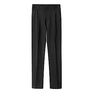 Men's Slim Fit Stretch Pant Classic Solid Color Casual Suit Pant Lightweight Business Comfort Trousers (Black,30)