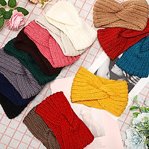 Canlierr 15 Pieces Warm Winter Headband for Women Soft Knit Hair Wrap Ear Warmers Crochet Head Wrap