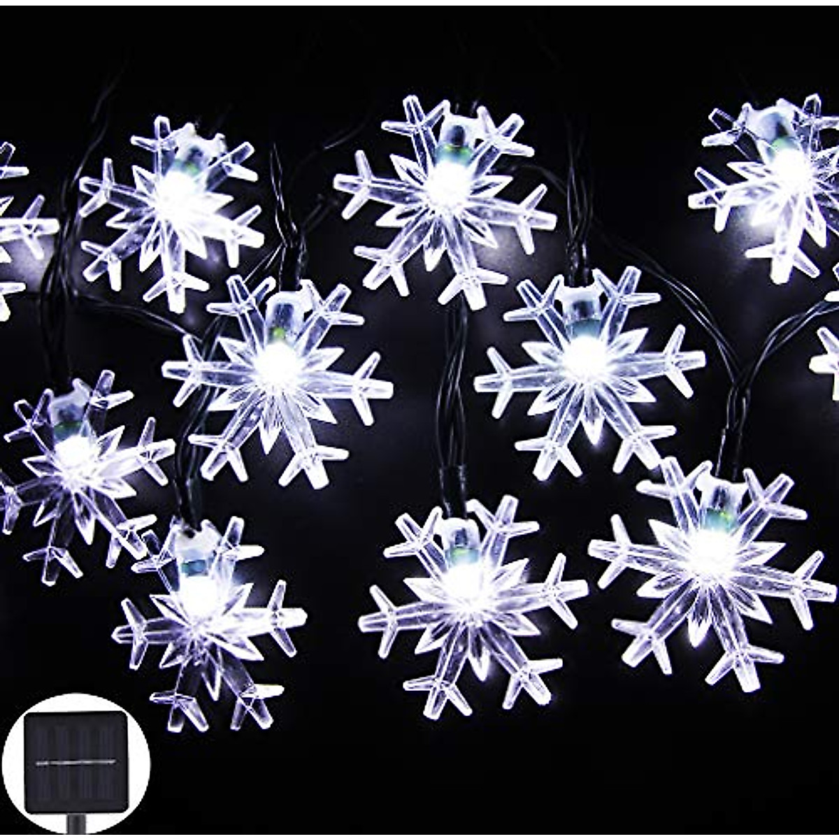 Inngree Solar Christmas String Lights Outdoor Waterproof 30 LED 20Feet Solar Snowflake Christmas Fairy Lights Decorations with 8 Lighting Modes for Garden Patio Yard Porch Wedding Party Decor(White)