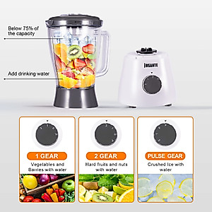 Blender for Shakes and Smoothies 52oz Plastic Jar and 500 Watts Countertop Blender for Kitchen with Pulse Smoothie Blender Licuadora White and Grey Ice Crusher Blender for Frozon