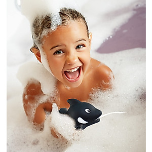 DolliBu Killer Whale Bath Buddy Squirter - Floating Orca Whale Rubber Bath Toy, Fun Water Squirting Bathtime Play for Toddlers, Cute Sea Life Animal Toy for The Bathtub, Beach & Pool for Girls & Boys