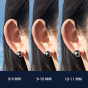 Mihiarii Tahitian Black Pearl Stud Earrings 18K Real Solid Yellow Gold 10MM Pearl Earring Birthday Anniversary Mothers Day Valentines Day Christmas Gifts for Mom Her Women