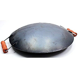 Wooden Handles Big Size 22 '' 55 cm Discada Barbecue Disk Saj Tawa Plow Disc Grill Cooker Griddle Stand Saj Bread Roti Pan Tortilla Maker Warmer Cowboy Camping Hiking Outdoor Wok Cooker BBQ