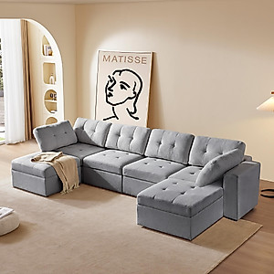 Convertible Modular Sectional Sofa Set Tufted Couch with Chaise and Storage for Living Room, Office, Large Spaces
