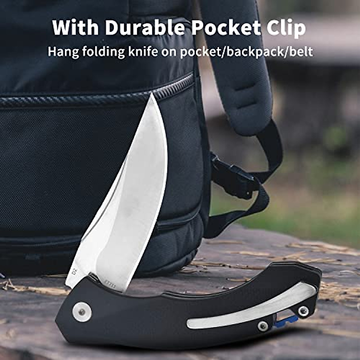 FreeTiger Foldable Pocket Knife(FT711) D2 Steel 3.62 Inch Fine Edge Blade -Best Camping Hunting Fishing Hiking Survival Military EDC Tactical Knives Men Gifts for Dad Backpacker