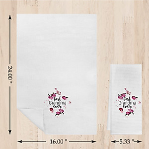 GICHUGI Grandma Kitchen Hand Towels - Grandma Gifts from Grandkids, 16x24 Grandma Decorative Hand Towels for Bathroom, Tea Towels, Best Grandma Ever