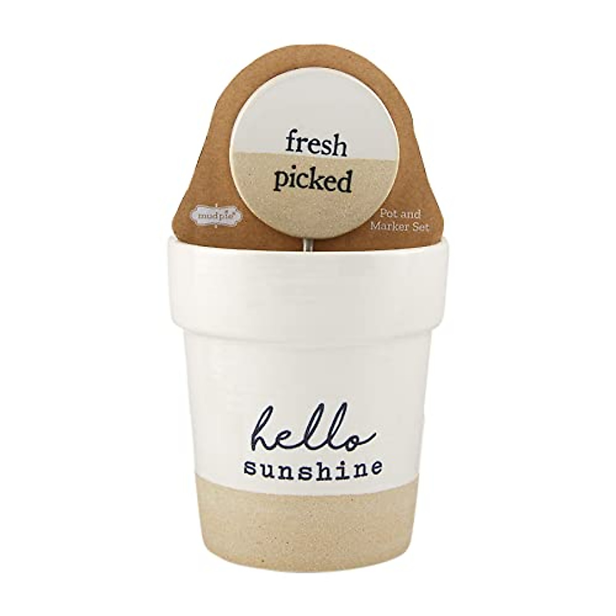 Mud Pie Pot Marker Set, Hello Sunshine, 4.5" H x top Dia 4" x Bottom Dia 3"