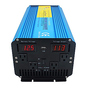 Cantonape Pure Sine Wave Inverter 4000W Power Inverter 12V to 110V DC to AC with LED Display Remote Controller for Truck RV Home Solar System