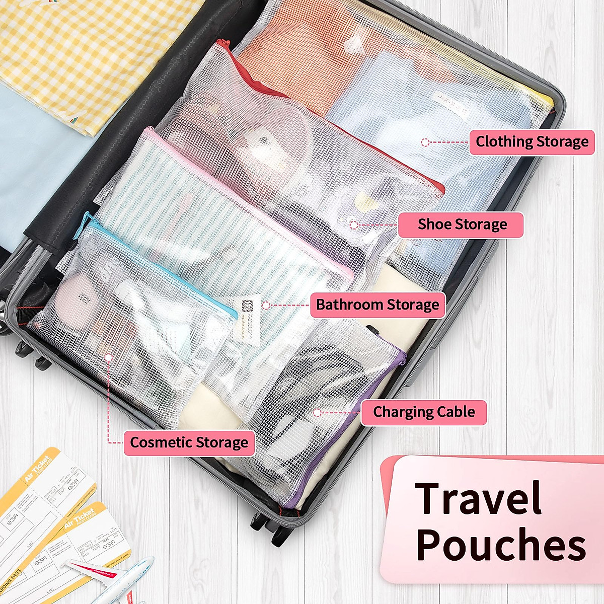 Umriox Zipper Pouch, 16.9x12.4 in (12 Colors, 12 Packs), Extra Large Zipper Bags, Waterproof Zipper Pouches for School Office Supplies, Puzzles, Board Game Storage & Cross Stitch Projects