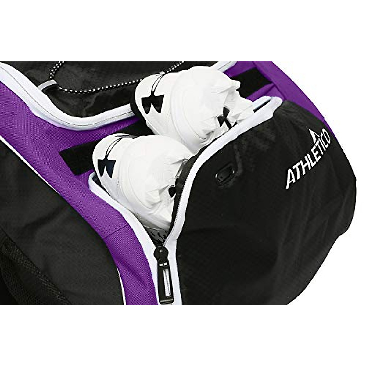 Athletico Baseball Bat Bag - Backpack for Baseball, T-Ball & Softball Equipment & Gear for Youth and Adults | Holds Bat, Helmet, Glove, & Shoes |Shoe Compartment & Fence Hook (Purple)