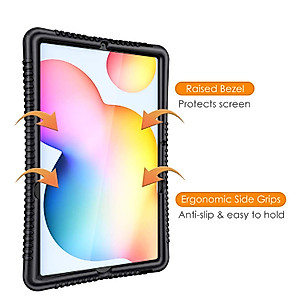 Fintie Silicone Case for Samsung Galaxy Tab S6 Lite 10.4 Inch 2024/2022/2020, Honey Comb Series Kids Friendly Light Weight Shock Proof Protective Cover, Black