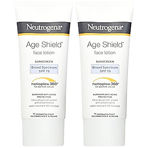 Neutrogena Age Shield Anti-Oxidant Face Lotion Sunscreen with Broad Spectrum SPF 70, Oil-Free & Non-Comedogenic Moisturizing Sunscreen to Prevent Signs of Aging, 3 fl. oz (Pack of 2)