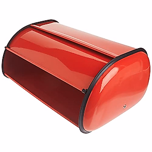 Home Basics Stainless Steel Bread Box with Roll Up Lid, For Easy Kitchen Counter Storage, Bread Bin Holder, Red