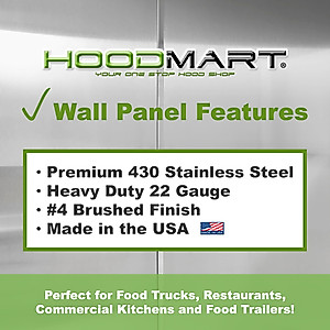 HOODMART 48” x 84” Metal Wall Panels, Set of 2 - High Quality Stainless Steel Sheet with Seam & End Caps, Back Splash Guard for Food Trucks, Restaurants, and Trailers