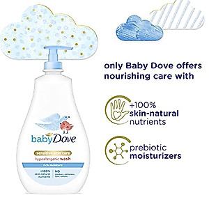 Baby Dove Sensitive Skin Care Baby Wash For Baby Bath Time Rich Moisture Tear-Free and Hypoallergenic, 20 oz (Packaging May Vary)