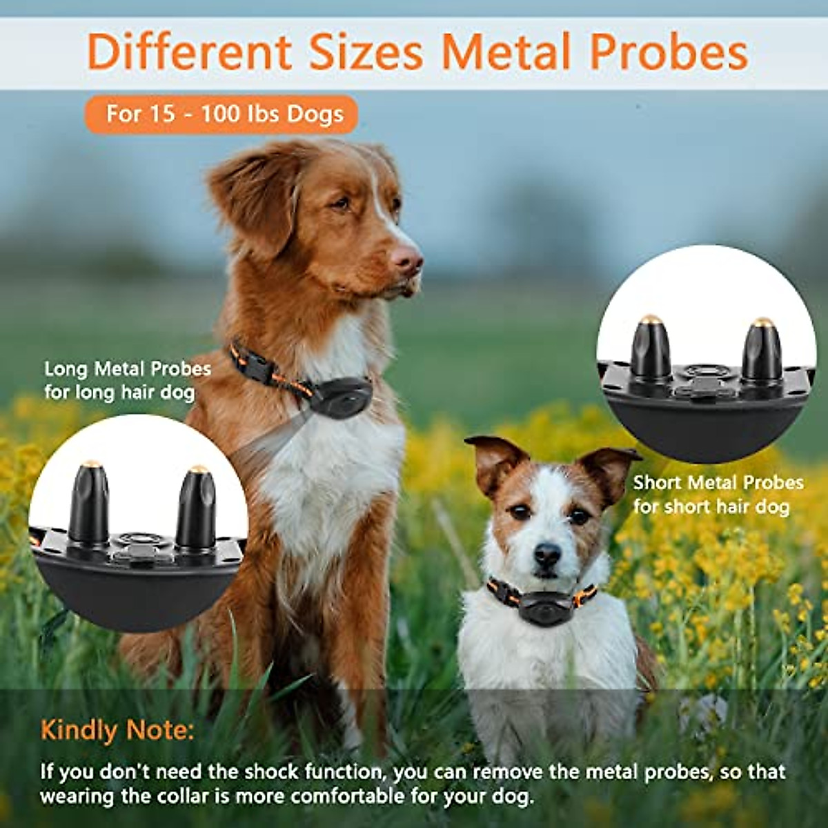 MAISOIE Dog Training Collar, IPX7 Waterproof Shock Collar with Remote Range 1300ft, 3 Training Modes, Beep, Shock, Vibration, Rechargeable Electric Shock Collar for Small Medium Large Dogs