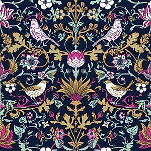 BaoHArtHome William Morris Peel and Stick Wallpaper Contact Wall Paper Vintage Dark Floral Victorian Modern Botanical Retro Self Adhesive Vinyl Wallpaper 17.7ft x 6.6ft