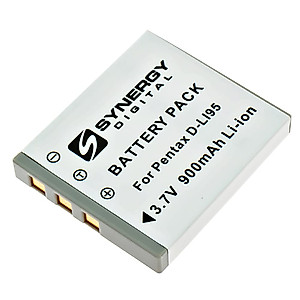 Synergy Digital Digital Camera Batteries, Compatible with Pentax DL-I95 Digital Camera Batteries (li-ion, 3.7V, 900 mAh), Set of 2
