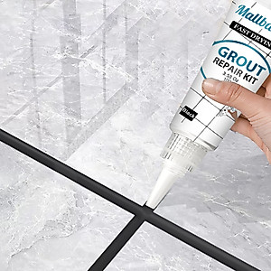 Grout Paint, 2 Pack Black Grout Filler Tube, Grout Cleaner Sealer for Bathroom Shower Kitchen Floor Tile, Fast Drying Tile Grout Repair Kit, Restore and Renew Tile Line, Gaps, Replace Grout Pen(Black)