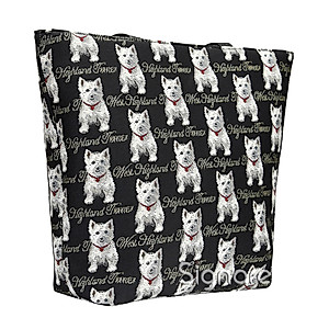 Signare Tapestry Shoulder Bag Tote Bag for Women with Black & White Westie Dog Design (SHOU-WES)