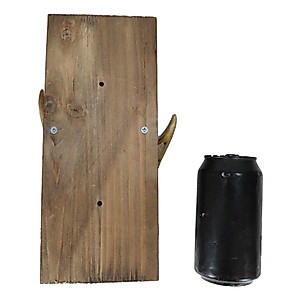 Ebros Rustic Western Faux Entwined Hunter's Stag Deer Antlers Trophy Mounted On Wood Plank Vintage Style Soda Beer Bottle Cap Cast Metal Opener 10.75" High Buck Deers Cabin Lodge Country Wall Plaque