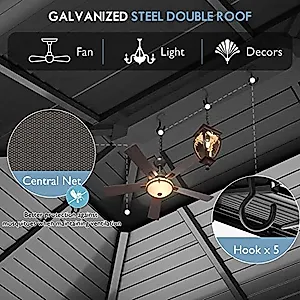 Aoxun 10'x12' Hardtop Outdoor Gazebo with Galvanized Steel Double Top Roof, Aluminum Frame Pergola with Netting and Curtains for Patios,Grey