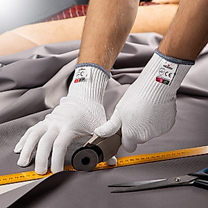 NoCry Heavy Duty Cut Resistant Work Gloves — Durable Cut Resistant Gloves with Grip Dots, Level 5 Cutting Gloves for Chefs, Perfect Wood Carving Gloves, Anti Cut Gloves for Glass Handling, Chef Gloves