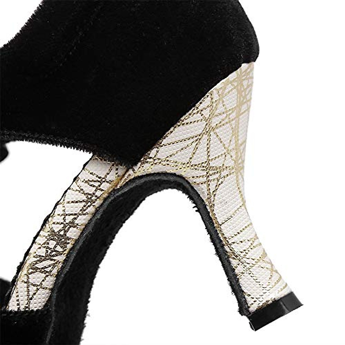 AOQUNFS Performance Dance Shoes Latin Dancing Shoes for Women Comfortable Salsa Ballroom Dance Heels,YCL310-Black Gold-5,US8