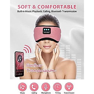 Sleep Headphones White Noise Sleep Mask 3D Music Blue-Tooth Sleeping Eye Mask Sleeping Headphones for Side Sleepers Sleep Mask with Bluetooth Headphones Gifts for Men Women