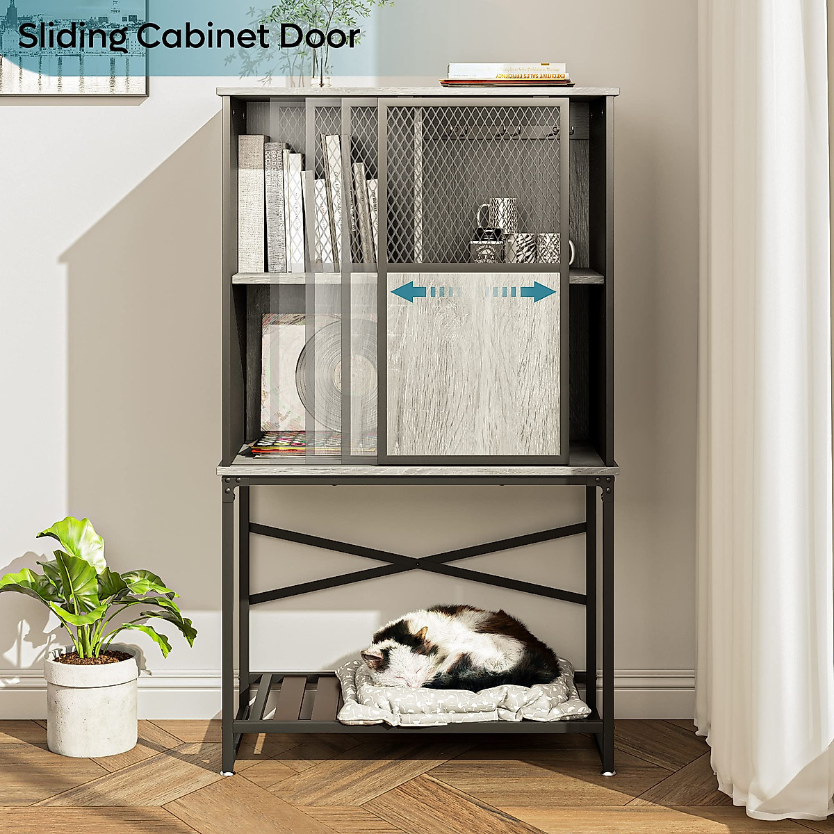 Bestier Wine Bar Cabinet for Liquor and Glasses Coffee Station Buffet Sideboard with Wine Glass Rack Mini Bar for Home Kitchen Storage Cabinet with Sliding Door and Open Shelf