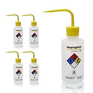 Utile Isopropanol Self-Venting Safety Wash Bottles, 4pcs of Vol.500ml, Narrow Mouth Squeeze Bottle, LDPE Material with PP Material Closure, 5511.0471.4