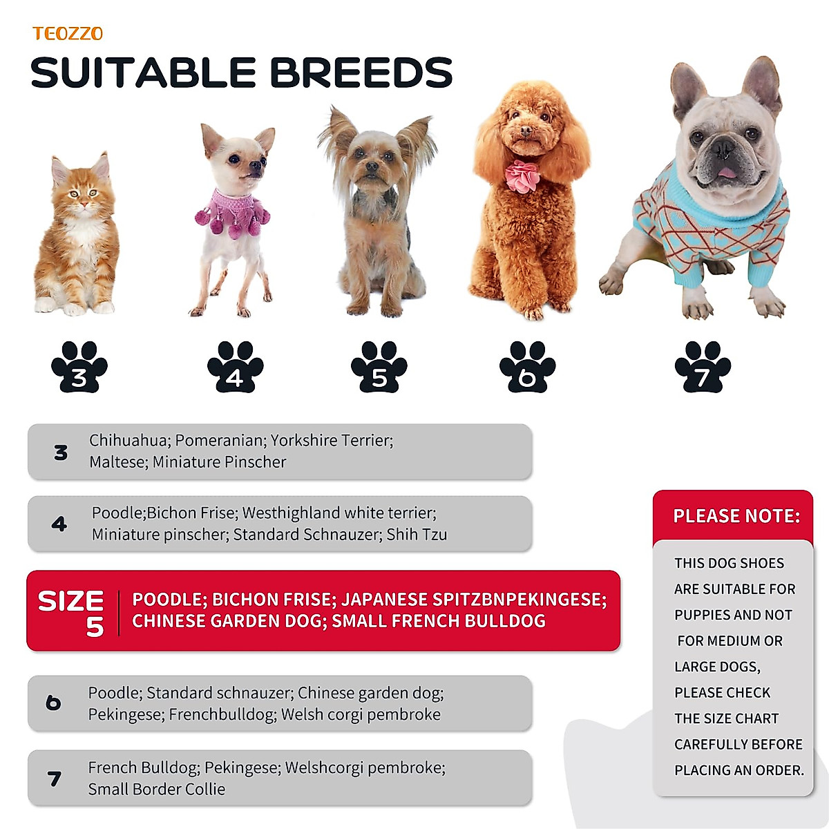 TEOZZO Dog Shoes Dog Boots & Paw Protector, Anti-Slip Sole Winter Dog Booties with Reflective Straps Dog Snow Boots for Small Medium Dogs 4PCS Red 5