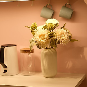 FAKEGREEN Artificial Flowers Silk Sunflowers Bouquet Fake Flower Bushes Floral Arrangements with 5 Stems, 5 Flowers and 3 Buds for Home Baby Shower Centerpieces Party Wedding Decorations (White)