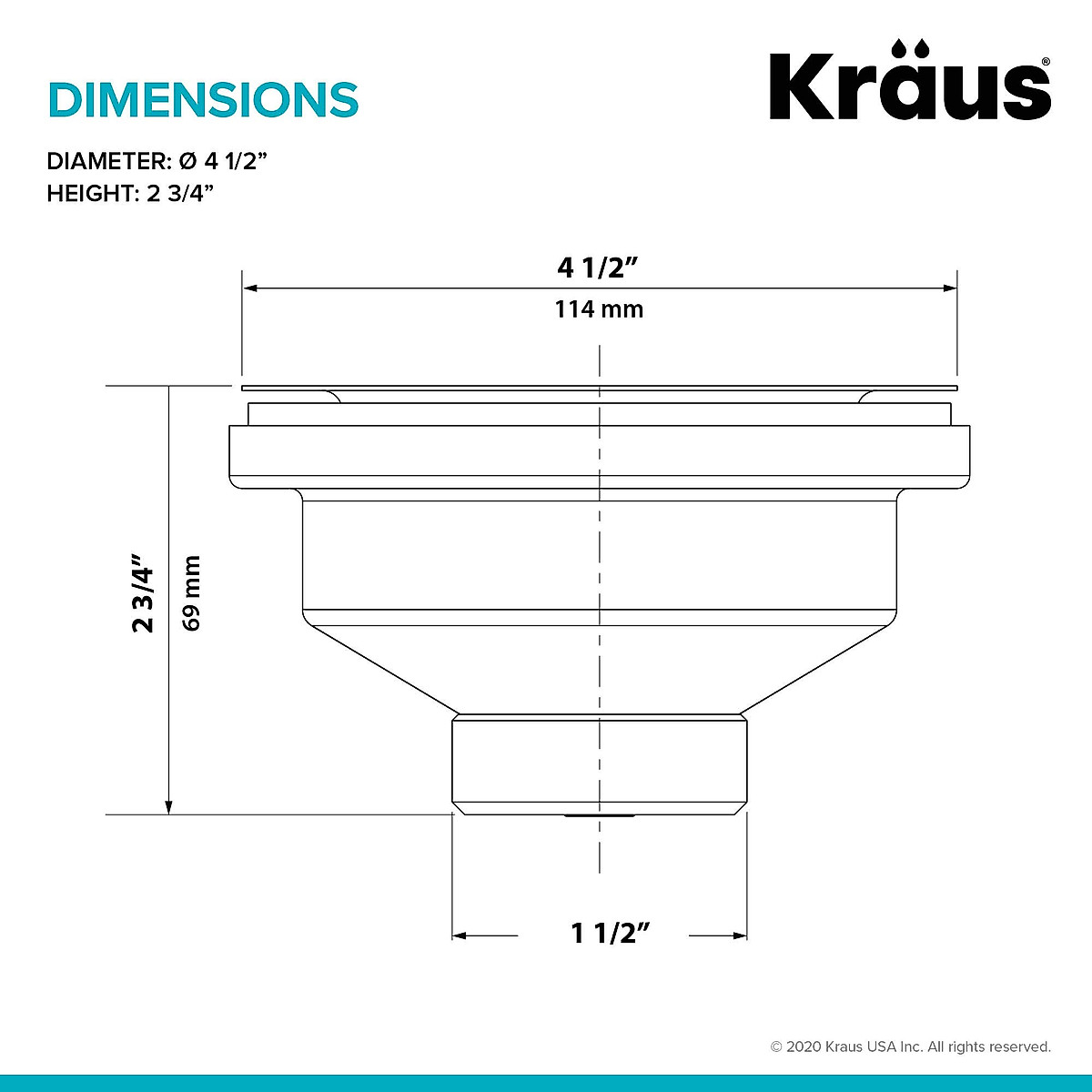 Kraus Kitchen Sink Strainer for 3.5-Inch Drain Openings in Truffle, PST1-TR
