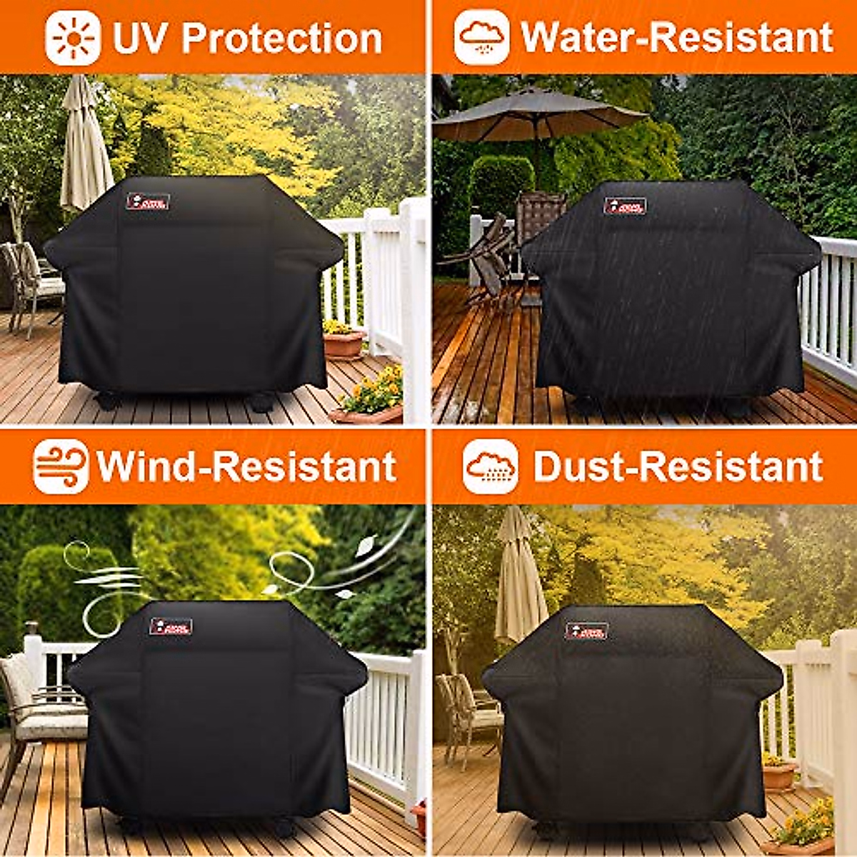 Kingkong Gas Grill Cover 7553 | 7107 Cover for Weber Genesis E and S Series Gas Grills Includes Grill Brush, Tongs and Thermometer