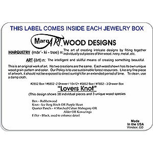 MarqArt Wood Art Celtic Box - Handmade USA - Unmatched Quality - Unique, No Two are the Same - Original Work of Wood Art. A Celtic Gift, Ring, Trinket or Wood Jewelry Box (#2852 Celtic Knot 6x8x2)