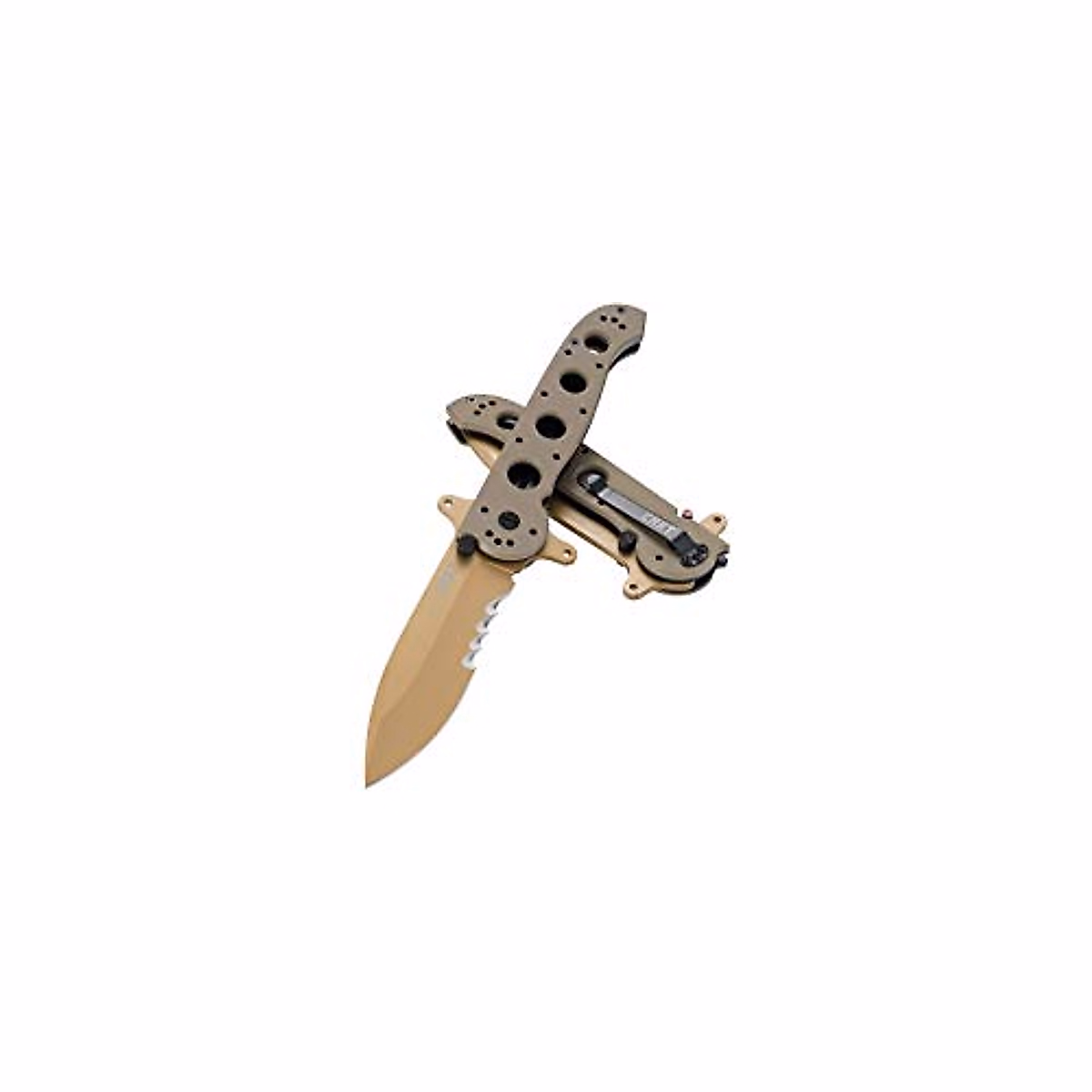 CRKT M21-14DSFG EDC Folding Pocket Knife: Special Forces Everyday Carry, Tan Serrated Edge Blade, Veff Serrations, Automated Liner Safety, Dual Hilt, Desert G10 Handle, Reversible Pocket Clip