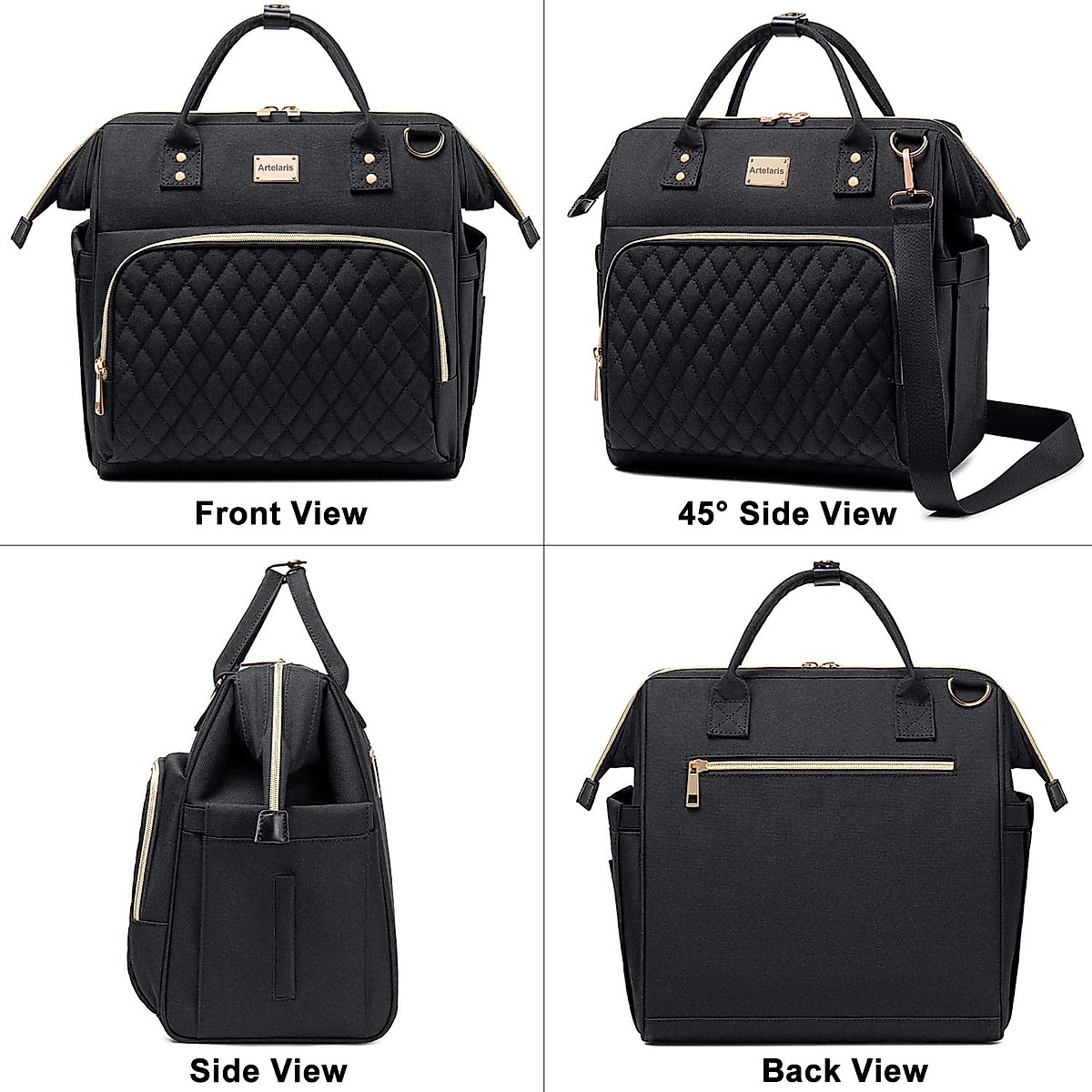 Artelaris Lunch Bag for Women, Leakproof Lunch Box Cooler for Work, Large Lunch Tote for Adults with Side Pockets & Shoulder Strap Insulated Lunch Bag, Lunch Purse, Lunch Box for Women, Picnic School