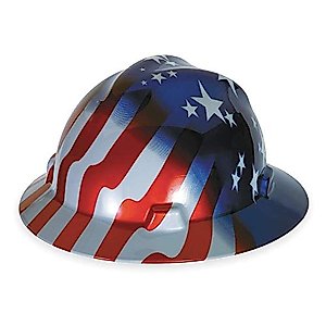 MSA Safety 10071157 V-Gard Freedom Series Class E Type I Hard Hat with Fast-Track Suspension and American Star and Stripe