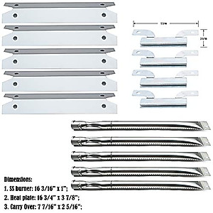 Direct Store Parts Kit DG261 Replacement for Gas Grill Brinkmann 810-1575-W Gas Grill Parts Kit (Stainless Steel Burner + Stainless Steel Carry-Over Tubes + Stainless Steel Heat Plate)