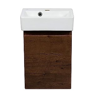 Sample of Cabinet Finish | Modern Wall-Mounted Bathroom Mini-Vanity with Washbasin | Comfort Rosewood Collection | Non-Toxic Fire-Resistant MDF-No Mirror Included