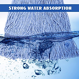 Gejoy 10 Pack 24oz Mop Head Replacement Commercial Cleaning Mop Head Wet String Blue Mop Head Refills Heavy Duty Cotton Industrial Mophead Large Looped End Microfiber Mop Heads for Floor Cleaning