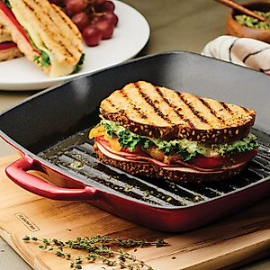 Tramontina Grill Pan Enameled Cast Iron 11 Inch, Gradated Red, 80131/053DS