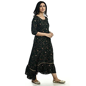 AnjuShree Choice Women Indian Tunic Tops rayon Kurti Dark Green