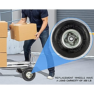 Vergo Pneumatic Wheels 2-Pack Heavy Duty Air Filled Dolly Replacement Wheels - Threaded Tires, Hand Truck Wheels 10" x 3.5” with 5/8" Axle Bore Hole, Offset Hub