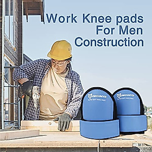 JMCUHYD Work Knee Pads For Men Construction - Soft Foam Leather Knee pad -Waterproof, Comfortable Extra Wide Strap -Anti Slip Knee Supporter Garden, Floor, Roof, Repair Work Kneepads for Adult