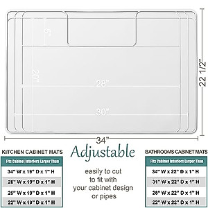 The Original Under Sink Mat - Silicone Waterproof mat, Adjustable, Easy to Clean, Kitchen cabinet liner, Disifenction Surface - 34" x 22" or smaller