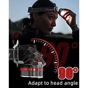 Victoper Rechargeable Headlamp, 8 LED 18000 High Lumen Bright Head Lamp with Red Light, Lightweight USB Head Light, 8 Mode Waterproof Head Flashlight for Outdoor Running Hunting Hiking Camping Gear